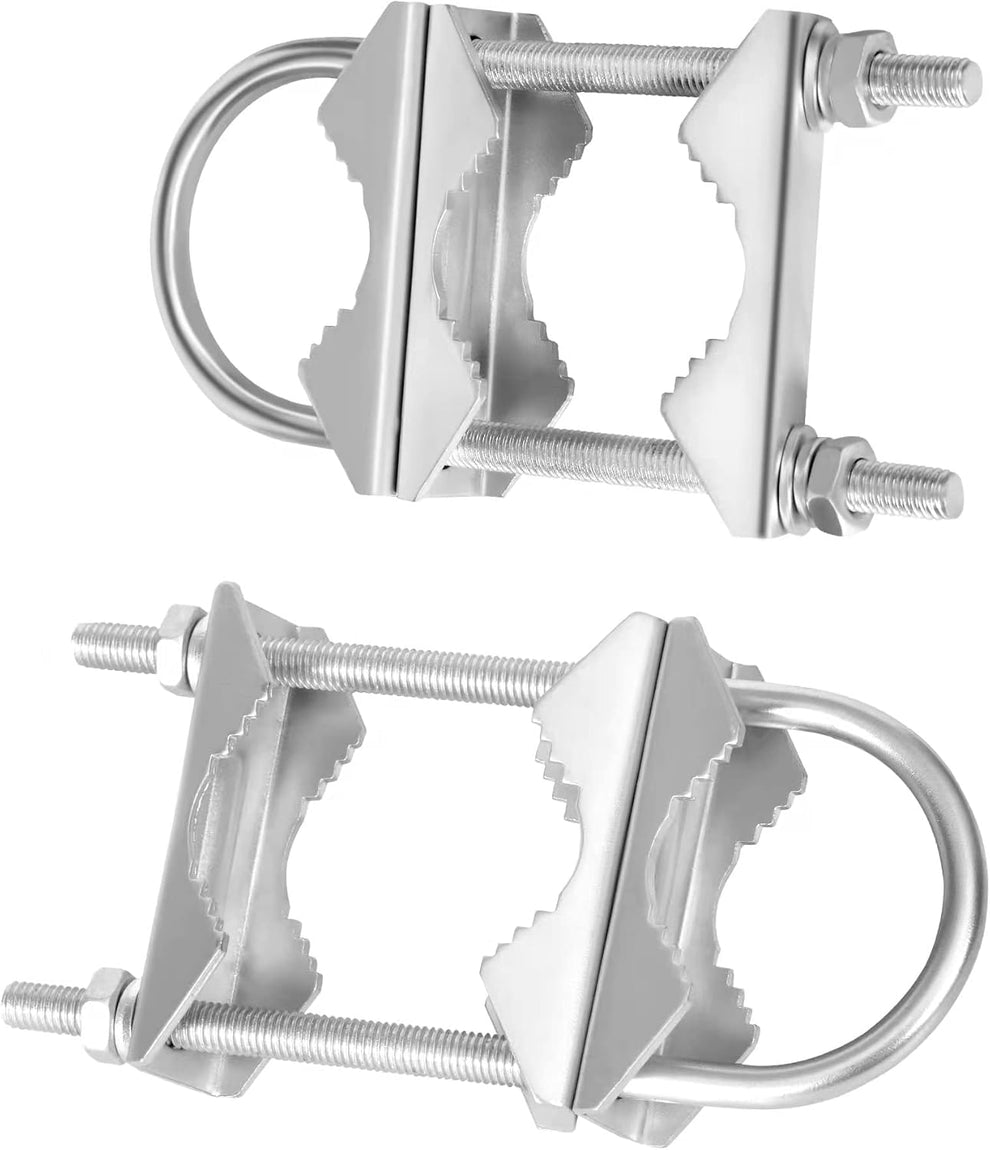 Heavy Duty Double Antenna Mast Clamp V-Jaw Bracket with U Bolts - Moun ...