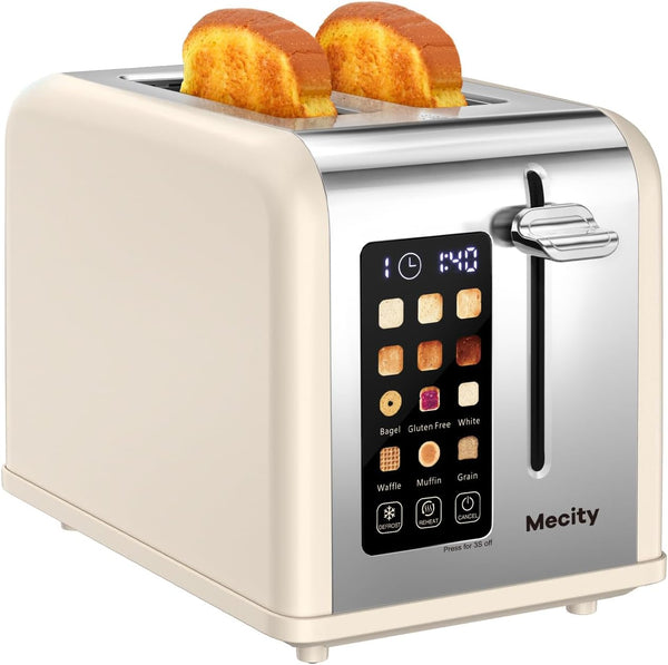 MeCity Stainless Steel Smart Toaster with Touch Screen - 2 Slice Wide ...