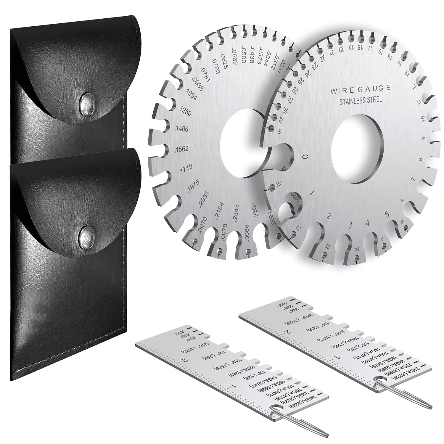 Set of 4 Professional Stainless Steel Metal Sheet Thickness Gauges - W ...